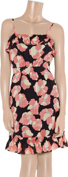 Juicy Couture Floralprint Silk And Cottonblend Dress In Pink Papaya
