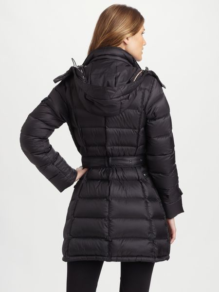 Burberry Brit Belted Puffer Coat in Black | Lyst Burberry Brit Belted Puffer Coat in Black | Lyst
