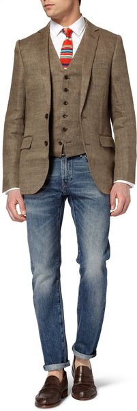 J Crew Harvest Herringbone Vest In Brown For Men Brown Herringbone Lyst