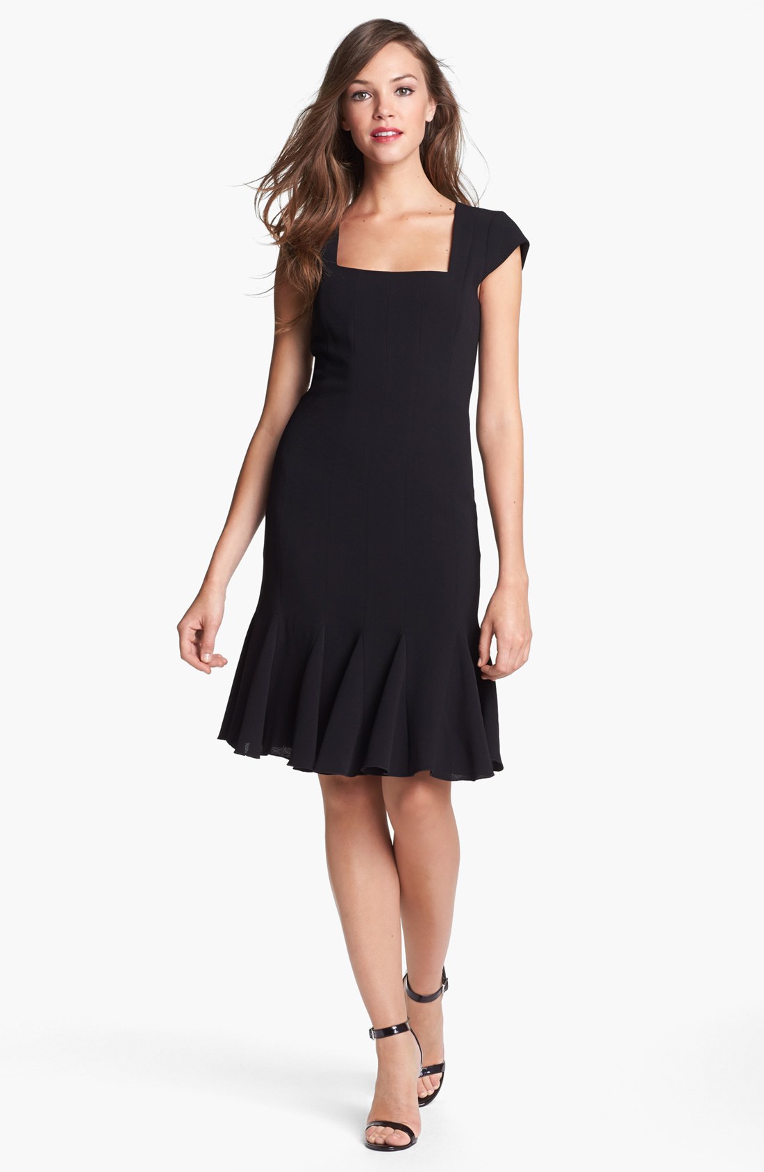 Bcbgmaxazria Cap Sleeve Fit Flare Dress In Black Lyst