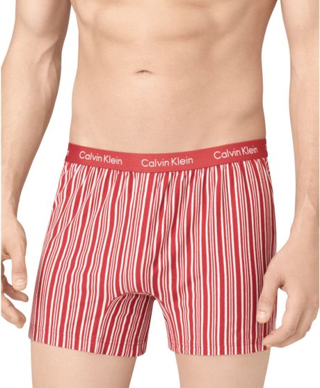 Calvin Klein Slim Fit Knit Boxer In Red For Men Emmit Stripe Lyst