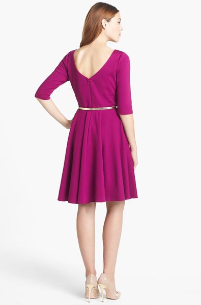 Eliza J Ponte Knit Fit Flare Dress in Purple (Magenta) | Lyst Eliza J Ponte Knit Fit Flare Dress in Purple (Magenta) | Lyst