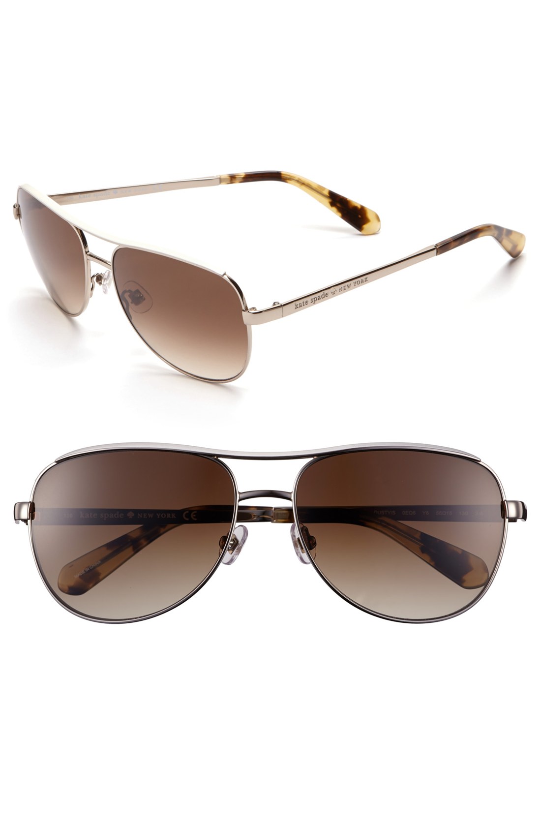 Kate Spade Dusty 56mm Metal Aviator Sunglasses In Brown Almond Lyst