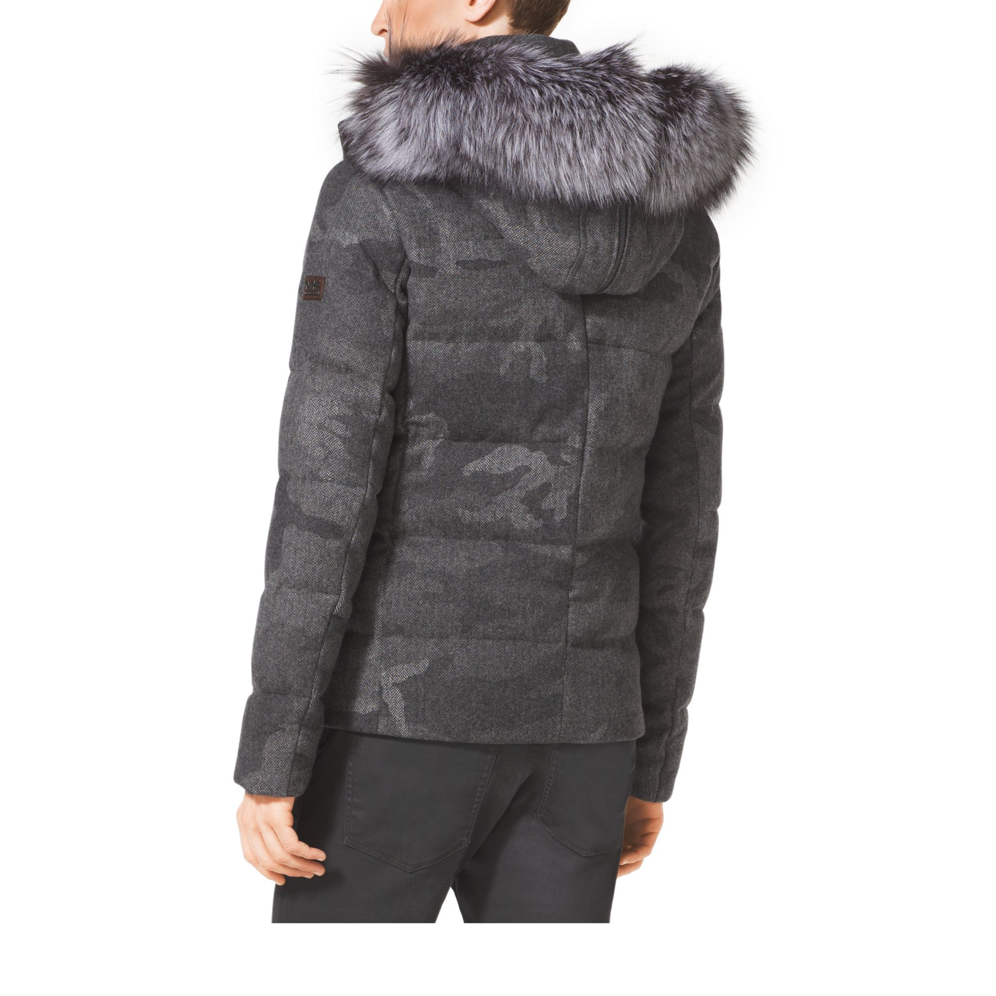 Michael Kors Camo Herringbone Flannel Down Jacket In Gray For Men Lyst