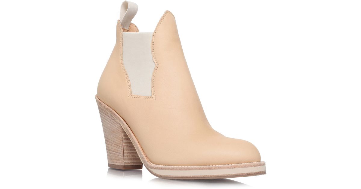 Acne studios Camel Star Mid-Heel Ankle Boots in Natural | Lyst