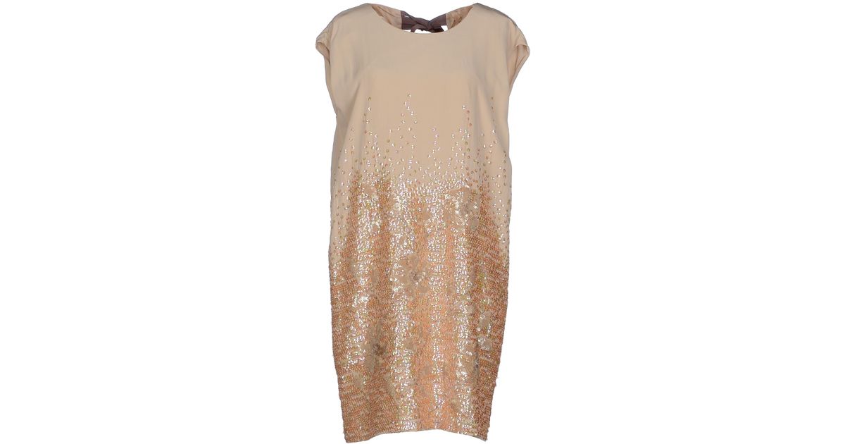 Erika cavallini semi couture Short Dress in Beige - Save 61% | Lyst