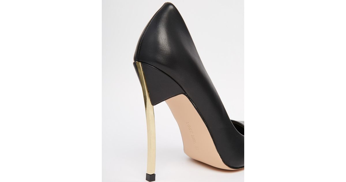 Lost ink Metal Heeled Pumps in Black | Lyst