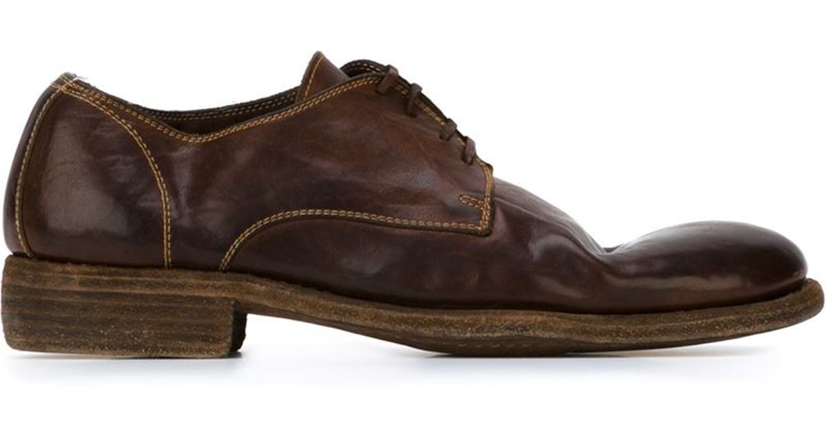 Guidi Stitch Detail Derby Shoes in Brown for Men | Lyst
