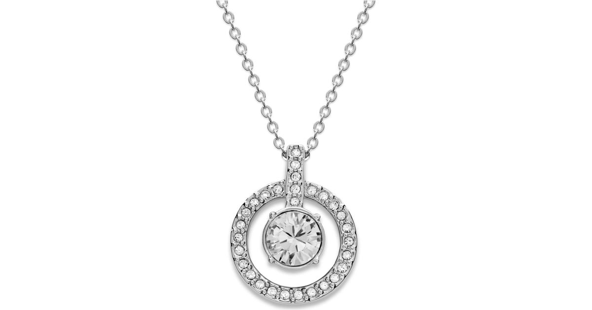 Swarovski Necklace, Double Circle Crystal Pendant in Silver | Lyst Swarovski Necklace, Double Circle Crystal Pendant in Silver | Lyst