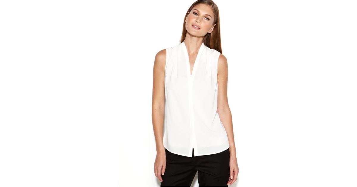 Lyst Calvin Klein Sleeveless Blouse In White
