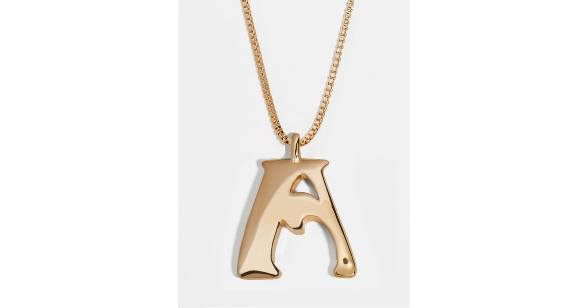 BaubleBar Angela Initial Pendant Necklace in Metallic - Lyst