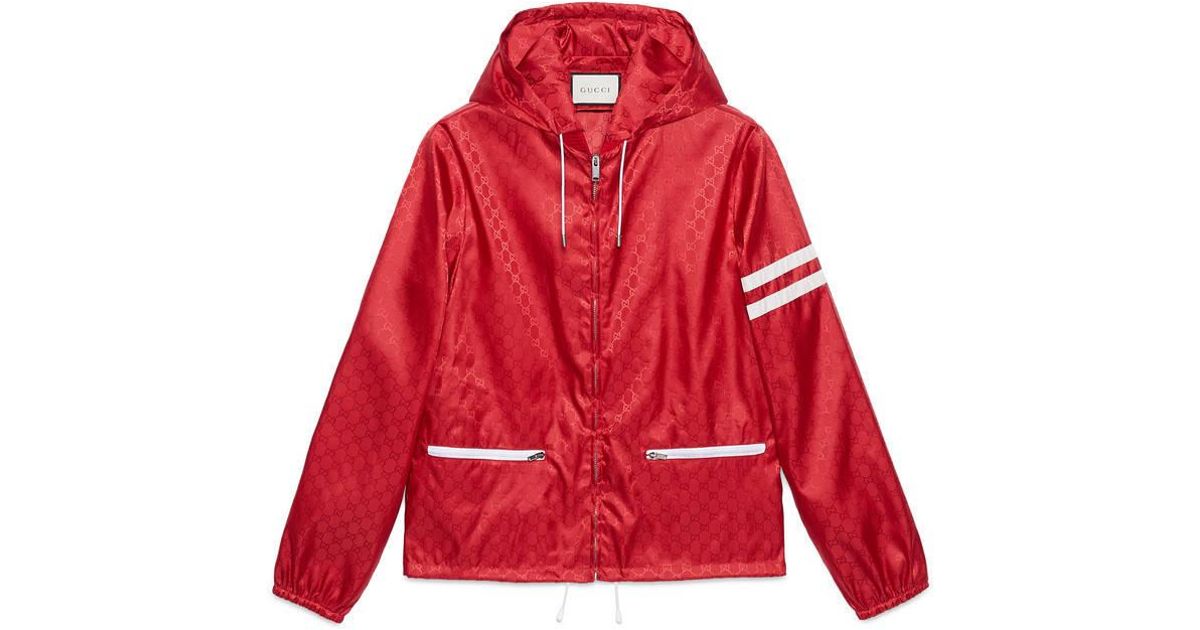 Gucci Nylon Windbreaker in Red for Men | Lyst