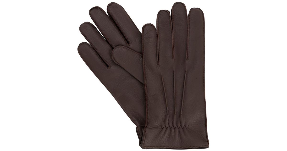 Mario Portolano Deerskin Leather Gloves in Cognac (Brown) for Men - Lyst