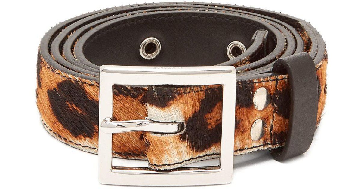 Amiri Leopard Print Calf Hair Belt in Brown for Men - Lyst