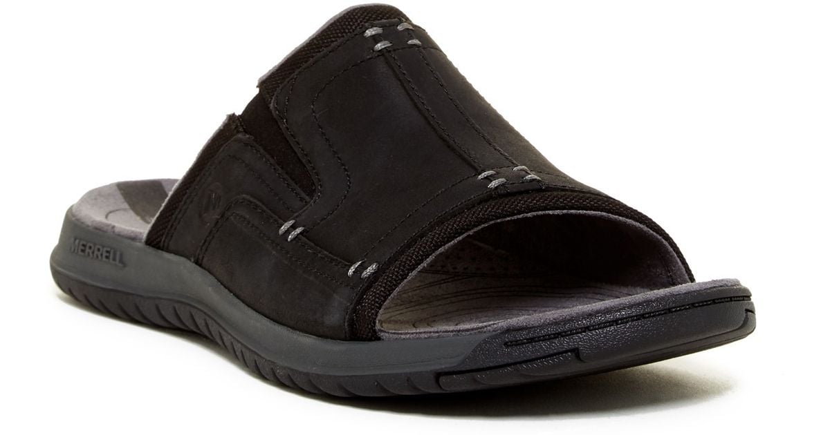 Merrell Traveler Tilt Slide Sandal in Black for Men | Lyst