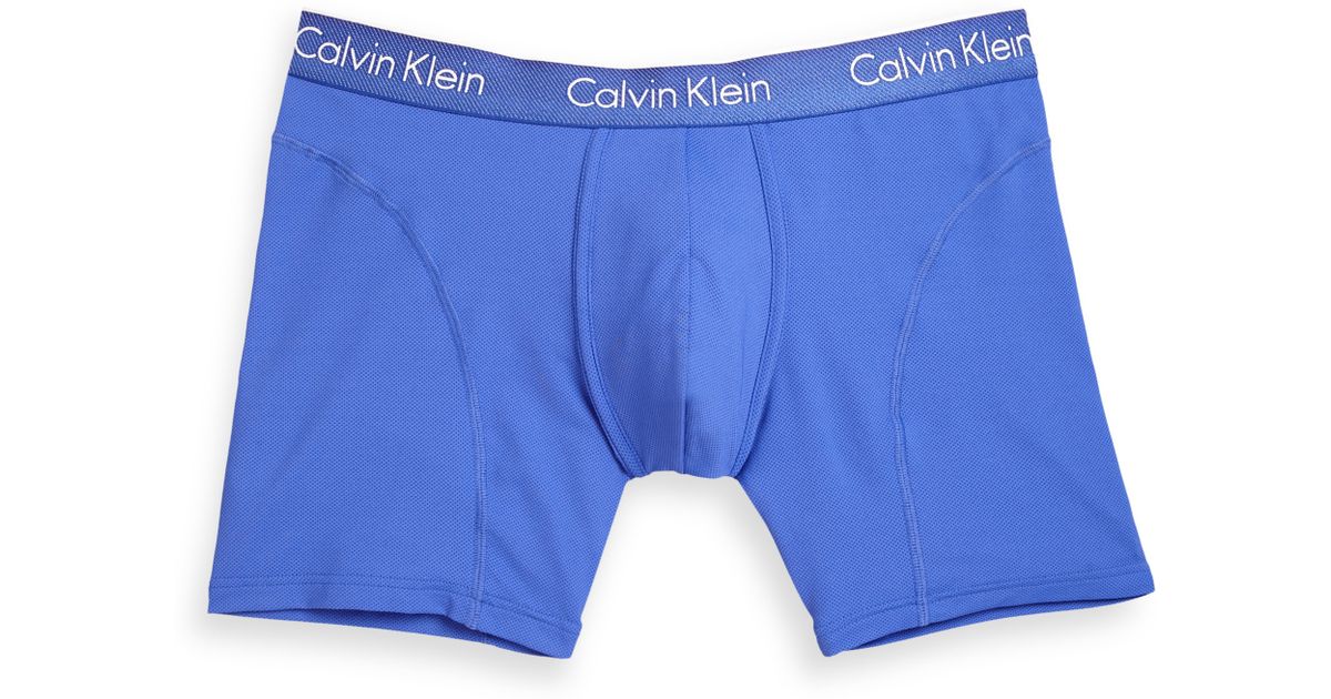 Lyst Calvin Klein Solid Nylon Blend Boxer Briefs In Blue For Men
