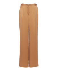 Alberta Ferretti Wide Leg Silk Pants in Brown - Lyst
