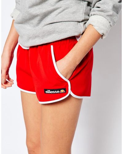 Ellesse Mini Shorts With Contrast Piping in Red - Lyst