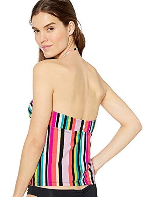 Kenneth Cole Reaction Tie Front Keyhole Halter Tankini Swimsuit Top - Lyst