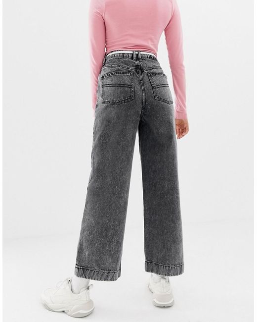 Lyst - Collusion X007 Wide Leg Jean In Washed Black in Black