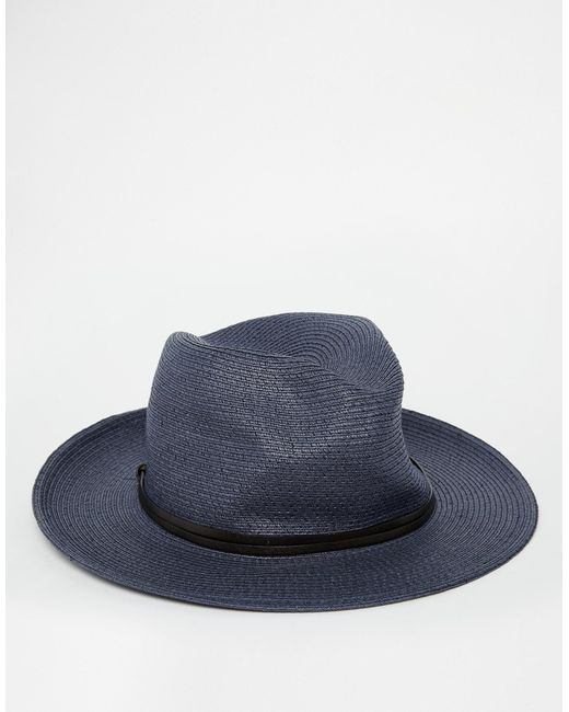 Catarzi Wide Brim Fedora Hat in Blue for Men (Navy) - Save 69% | Lyst