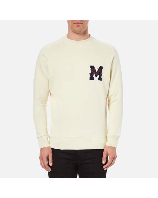 Maison kitsuné Maison Kitsuné Men's College Logo Sweatshirt in White ...