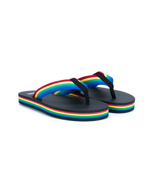 Saint laurent Rainbow Flip-flops in Black (BLACK MULTI) | Lyst