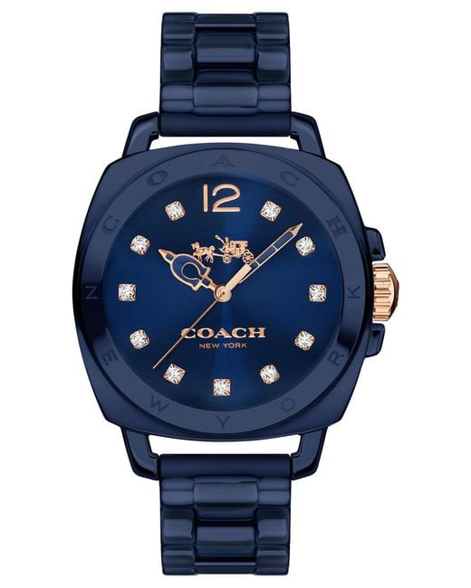 Coach Women's Boyfriend Navy Ceramic Bracelet Watch 34mm 14502502 in ...