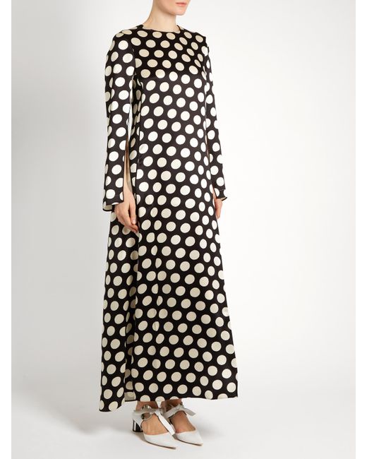 Calvin Klein Polka Dot Satin Maxi Dress In Black Save 10 Lyst