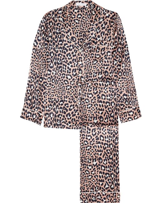 Lyst Olivia Von Halle Lila Leopard Print Silk Satin Pajama Set