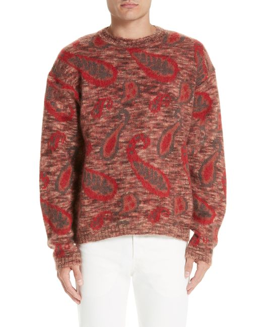 Lyst - Lemaire Mohair Blend Paisley Sweater in Red for Men