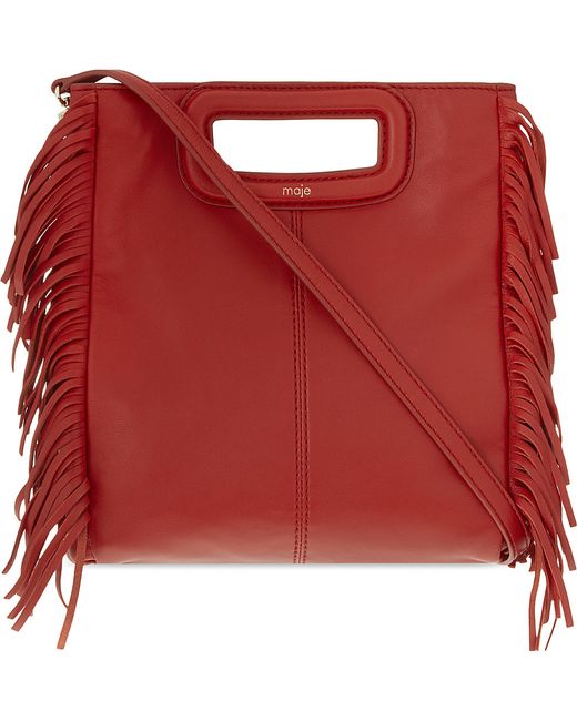 Maje The M Leather Cross-body Bag in Red | Lyst