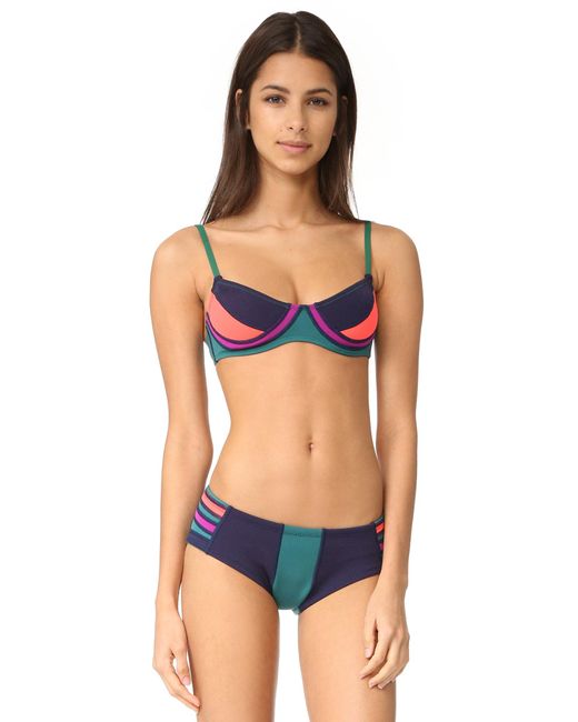 Cynthia Rowley Colorblock Bikini Top In Blue Lyst