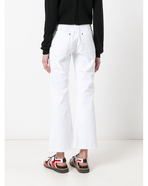 Lyst - Mm6 by maison martin margiela Cropped Flared Jeans in White ...