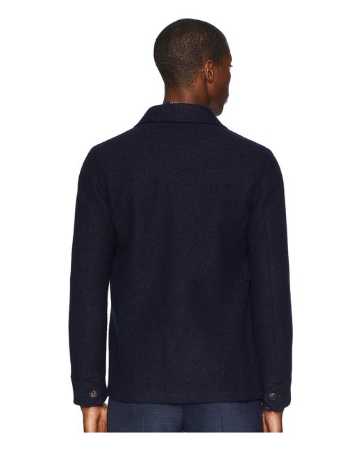 Lyst - Eleventy Boiled Wool Short Jacket (navy) Men's Coat in Blue for Men