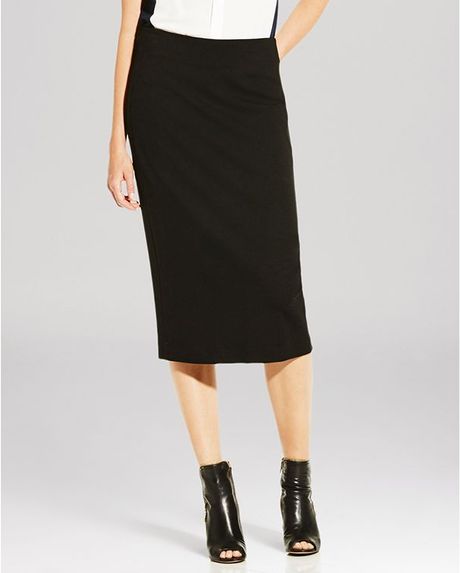 Vince Camuto Midi Pencil Skirt in Black (Rich Black) | Lyst