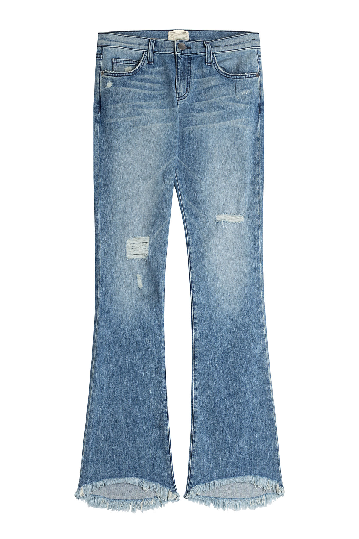 Current/elliott Distressed Flared Jeans - Blue in Blue - Save 51% | Lyst