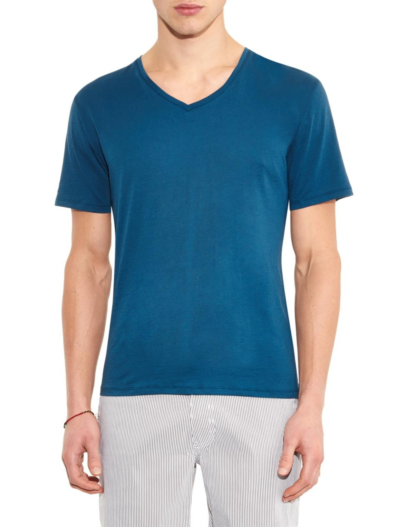 Lyst - Onia Joey Scooped V-neck T-shirt in Blue for Men