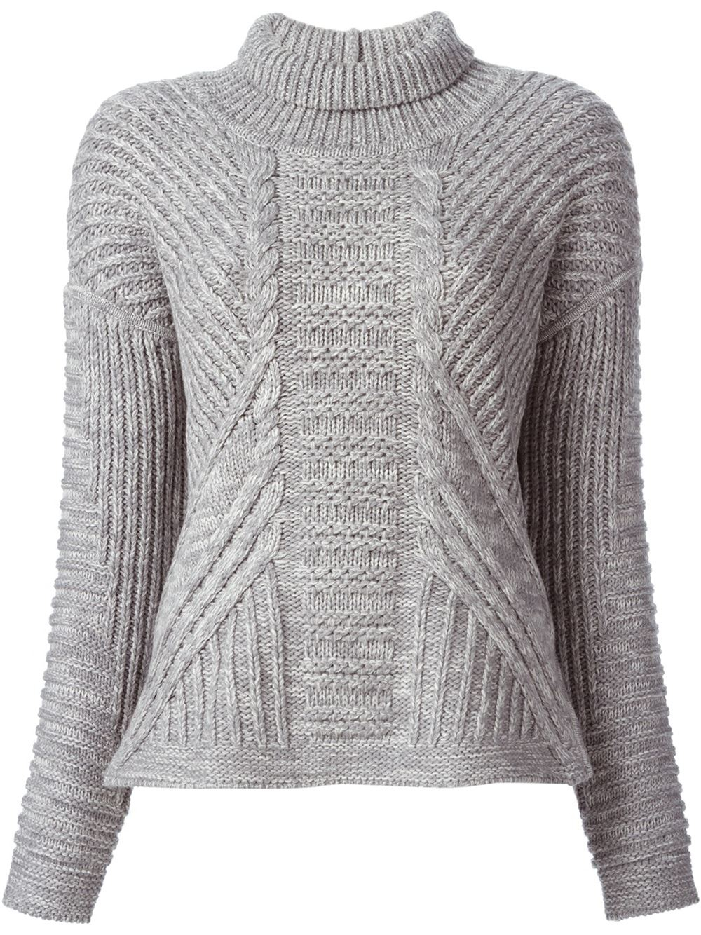 Duffy Cable Knit Turtle-neck Sweater in Gray | Lyst