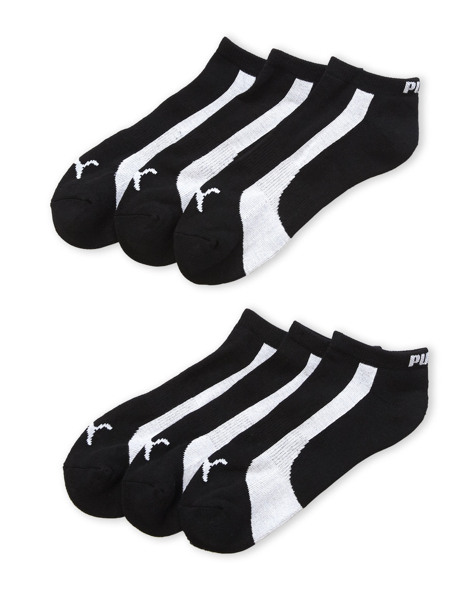 Lyst - PUMA 6-Pack Logo Accent Detail Low Cut Socks in Black for Men