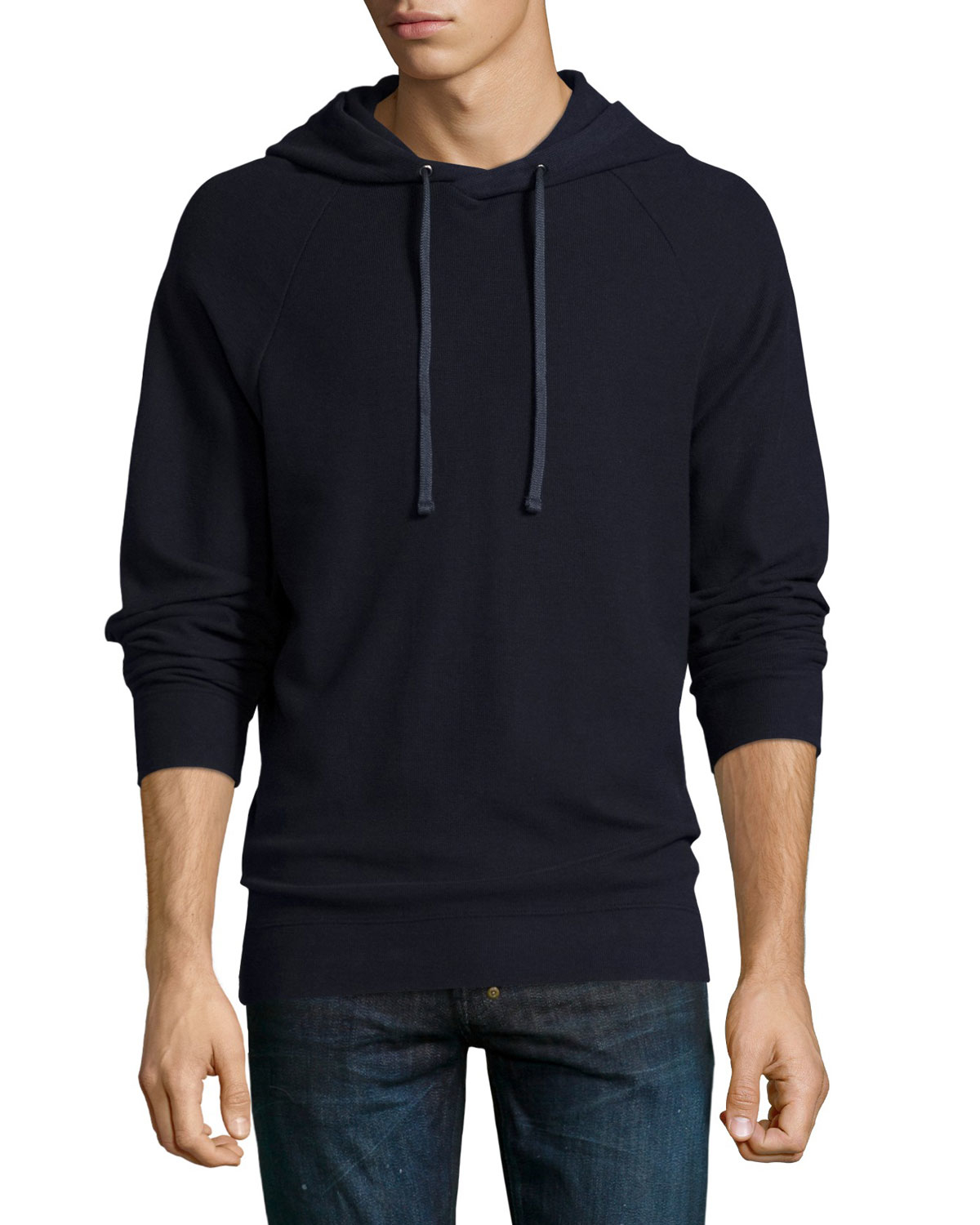 Lyst - James Perse Waffle-knit Cotton Pullover Hoodie in Black for Men