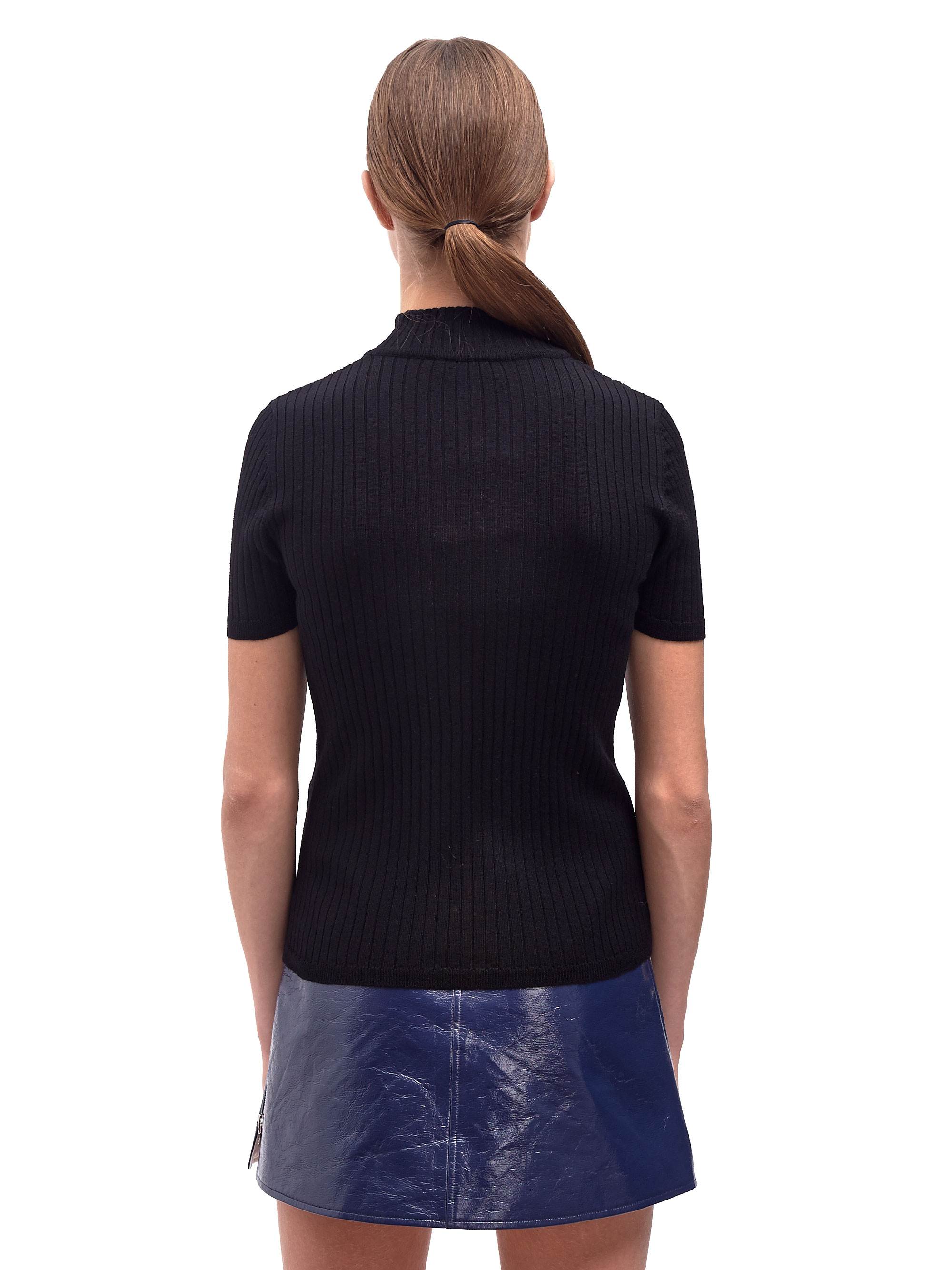 Courreges Womens Classic High Neck Short Sleeved Sweater in Black | Lyst