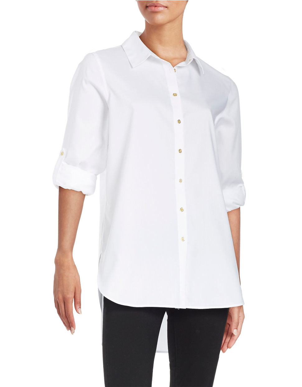 Calvin Klein Button Front Shirt In Multicolour Lyst
