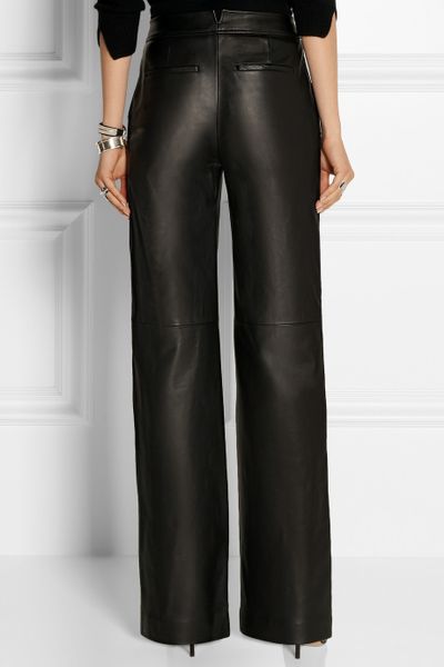 Adam Lippes Double-Faced Leather Wide-Leg Pants in Black | Lyst