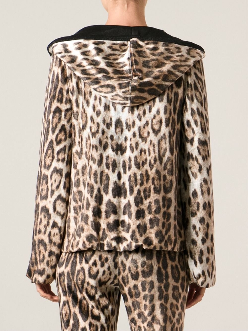 Lyst - Roberto cavalli Leopard Print Hoodie in Brown
