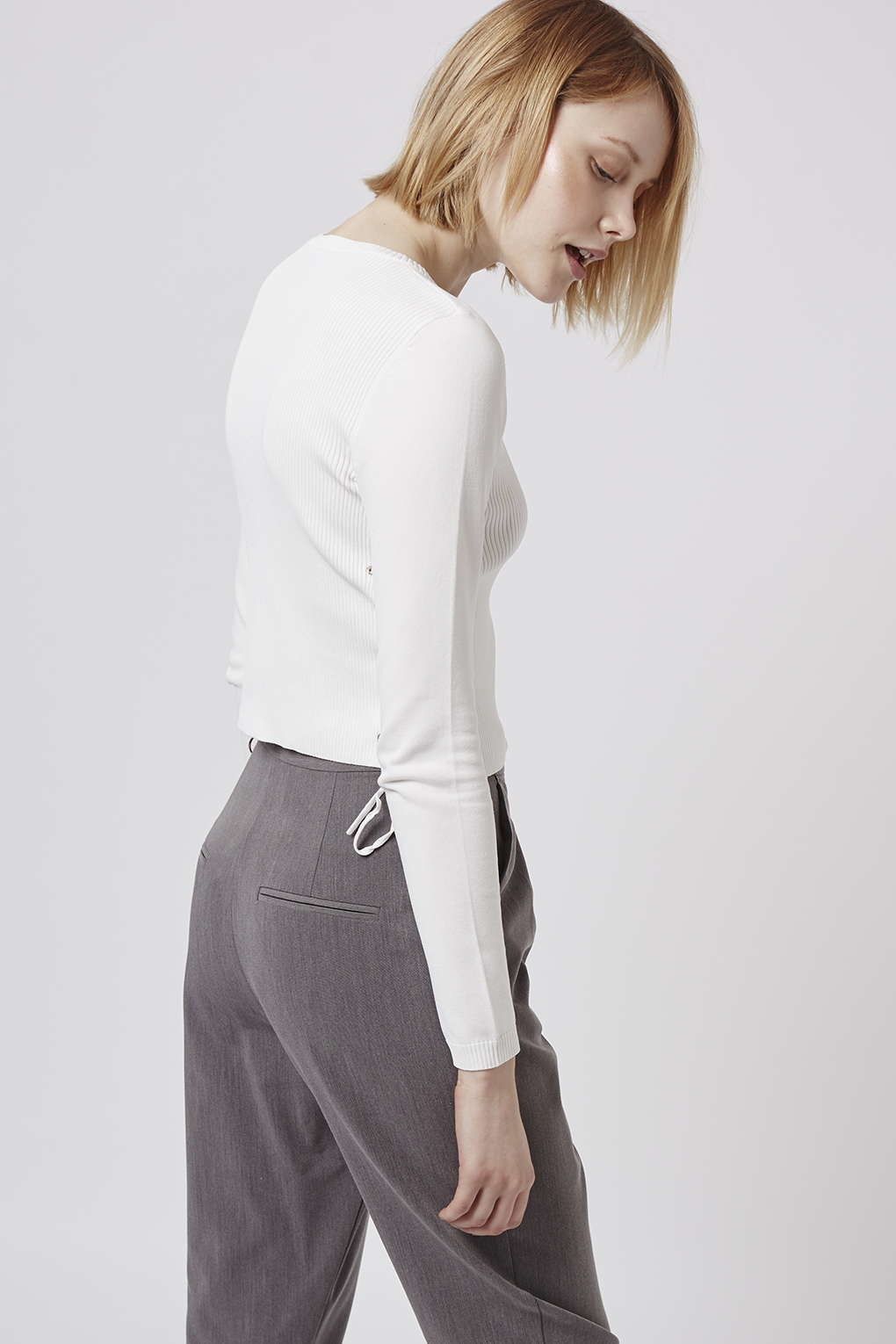 Lyst Topshop Rib Lace Up Crop In Natural