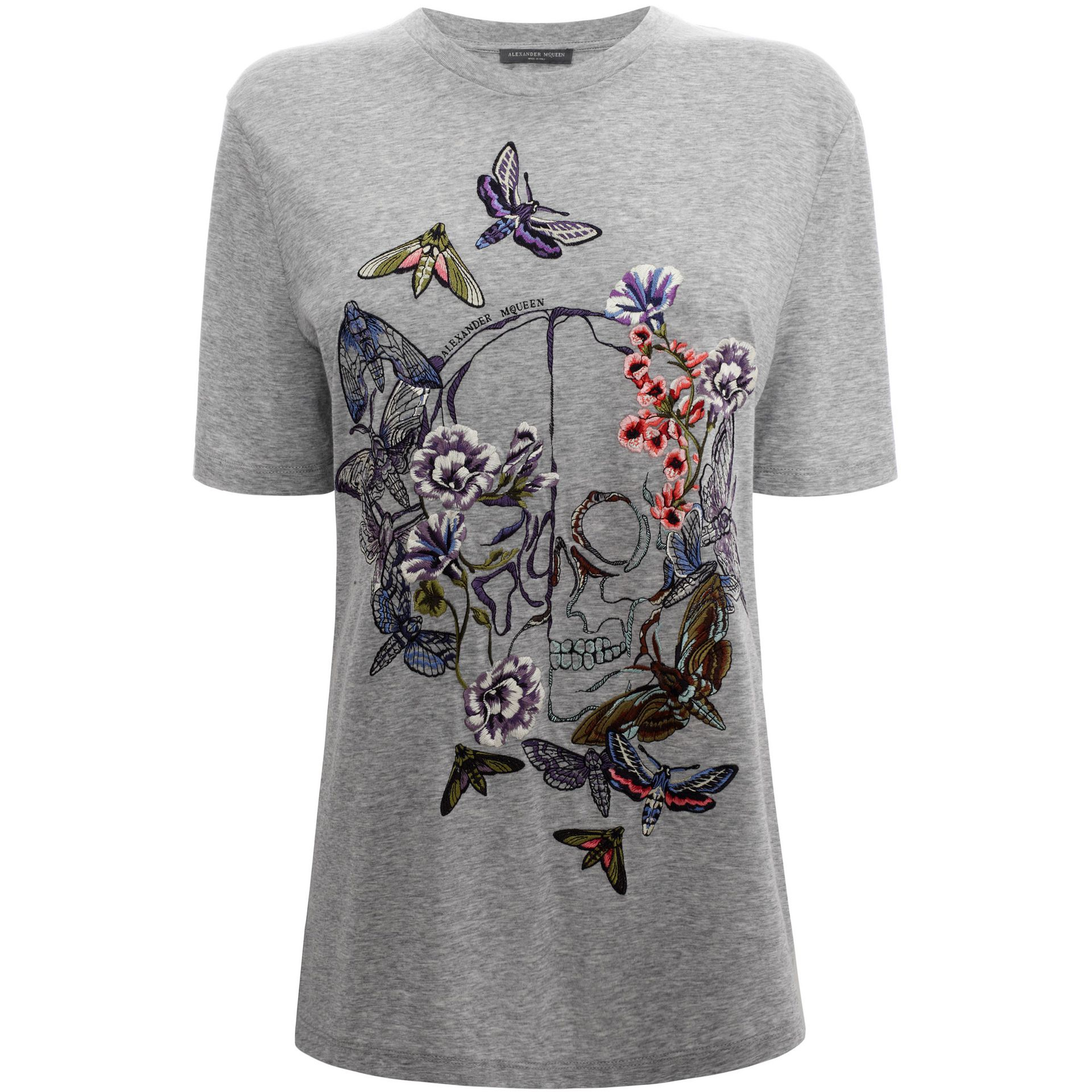 Alexander McQueen Moth Embroidery Oversize T-Shirt in Gray - Lyst