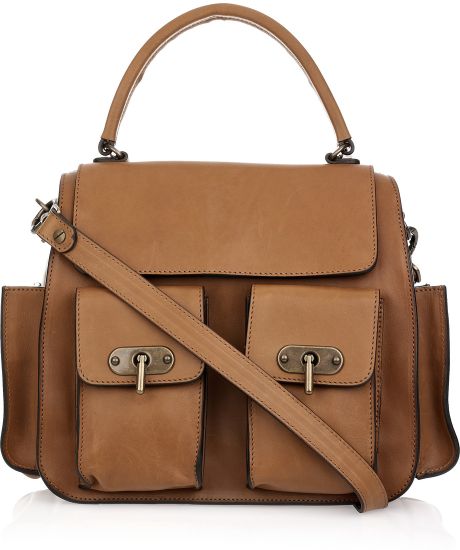 Marni Small Leather Satchel in Brown (cigar) | Lyst
