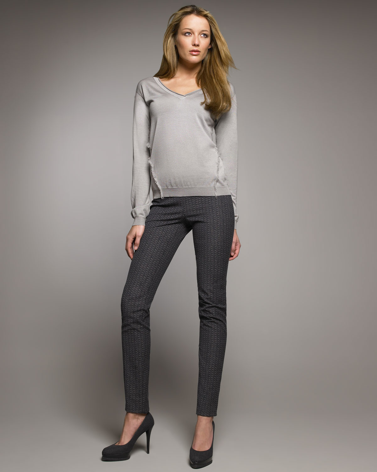 Piazza Sempione Side-zip Skinny Leggings in Gray (charcoal) | Lyst