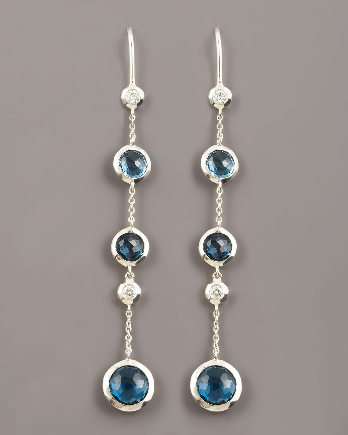 Ippolita Diamond & Topaz Station-drop Earrings in Blue | Lyst